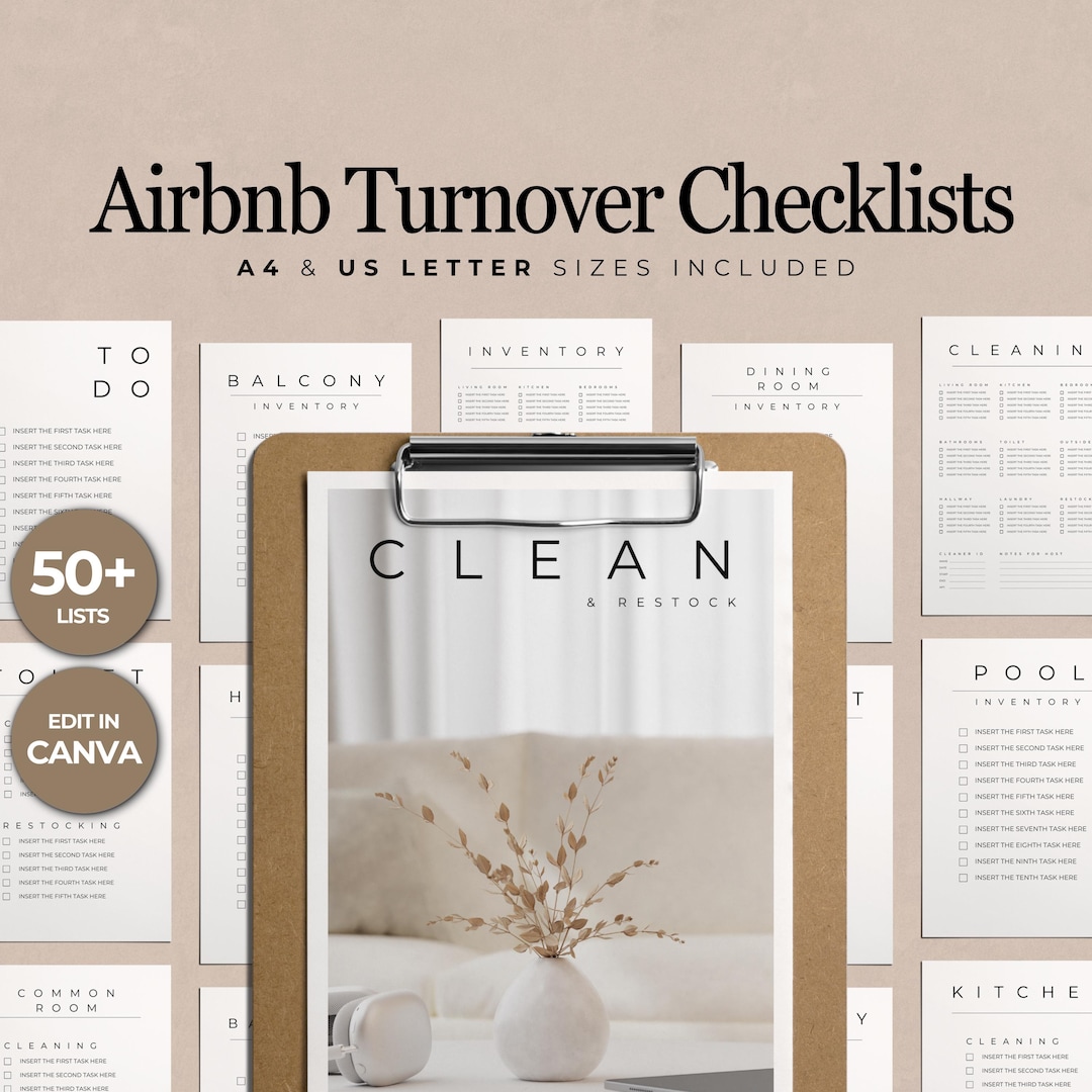 Airbnb Cleaning Checklist Bundle for Airbnb Host Customizable Checklist ...