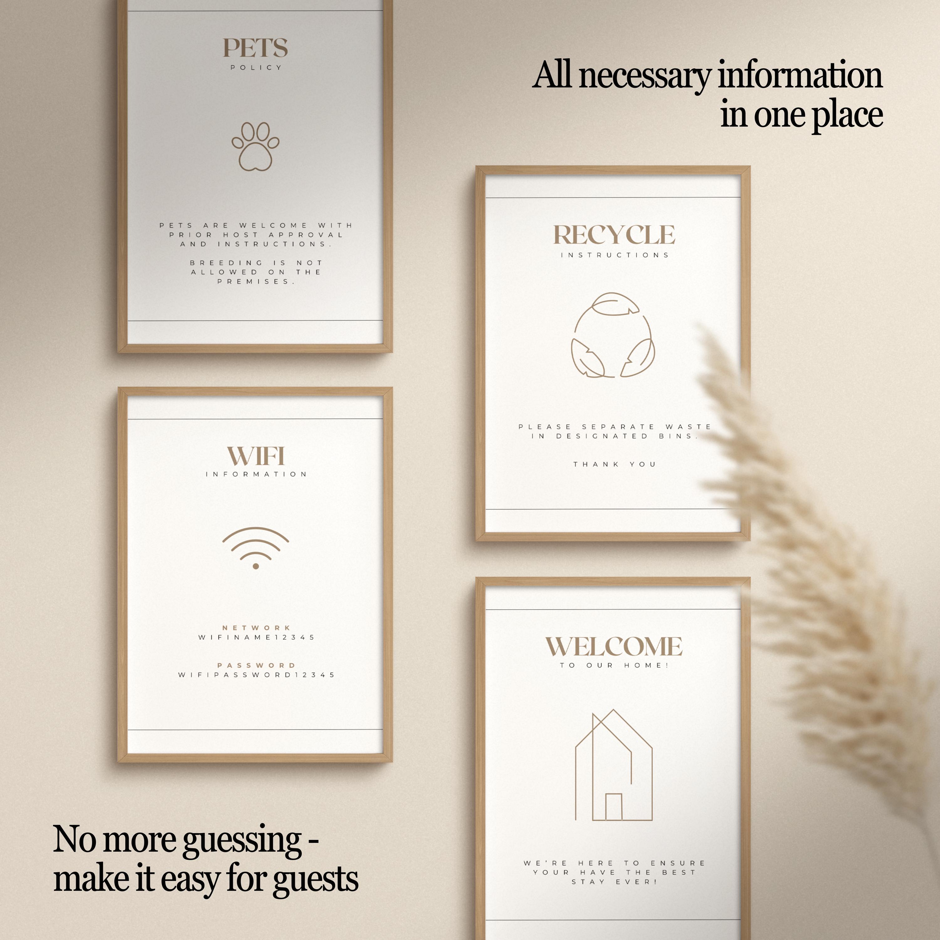 Airbnb Welcome Sign Bundle for Airbnb Host Customizable Wall Signs ...