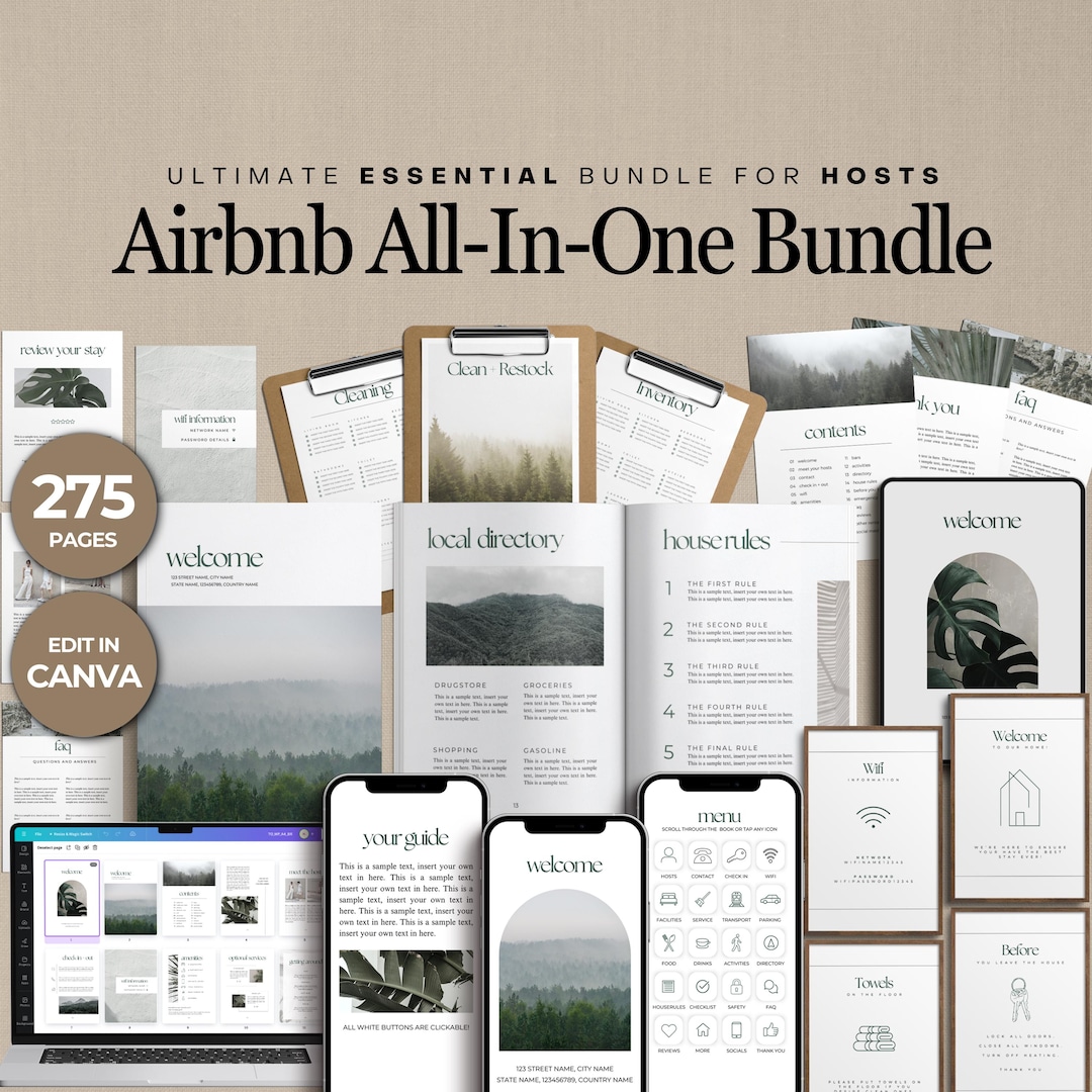 Airbnb Welcome Book Template Digital Bundle for Airbnb Host ...