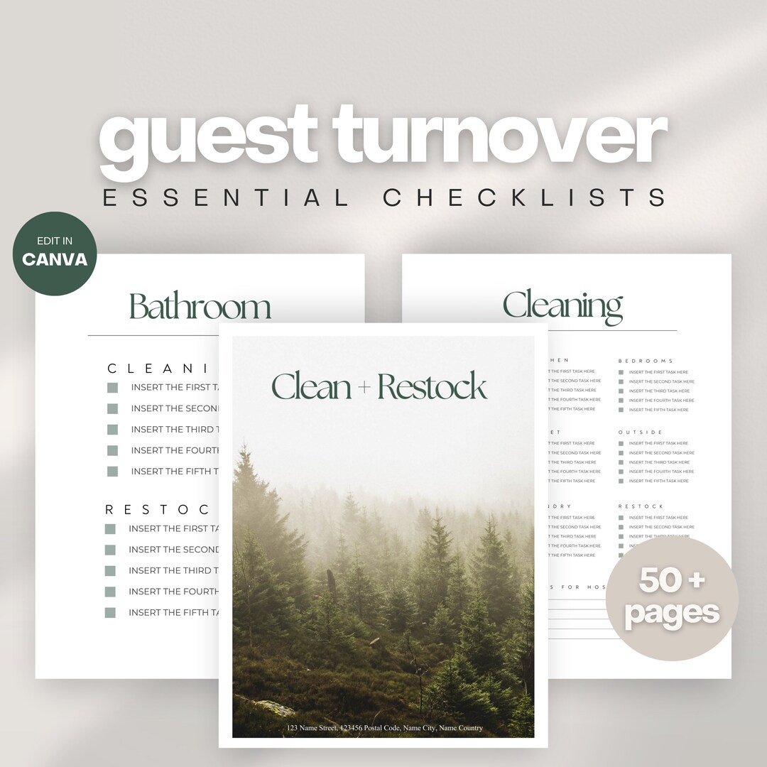 Airbnb Checklist Bundle Canva Template VRBO Checklist Guest Turnover ...