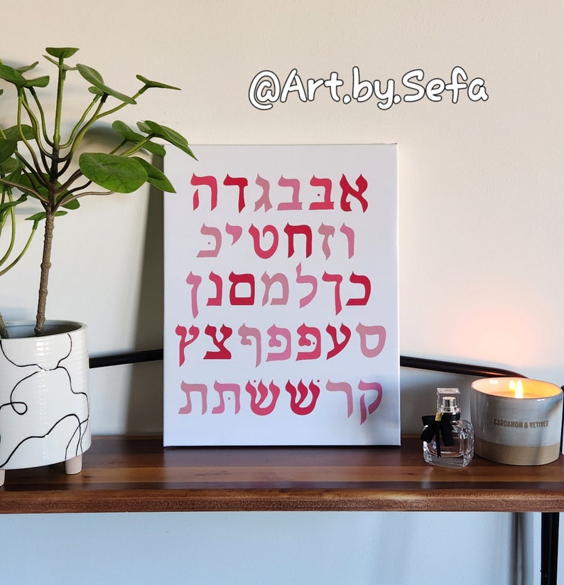 Aleph Bet Chart "bluebird" | Hebrew Letters | Alef Beis Poster | Canvas ...