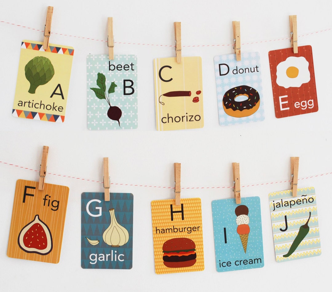 Food Alphabet Card Set Nursery Wall Cards Food Alphabet - Etsy