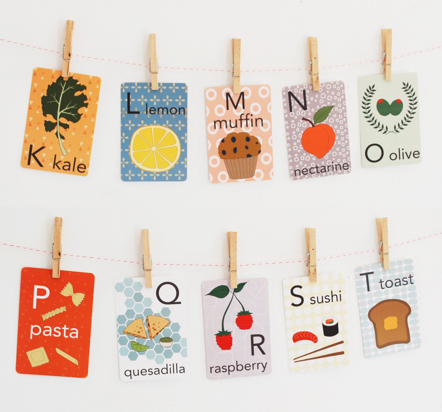 Food Alphabet Card Set Nursery Wall Cards Food Alphabet - Etsy