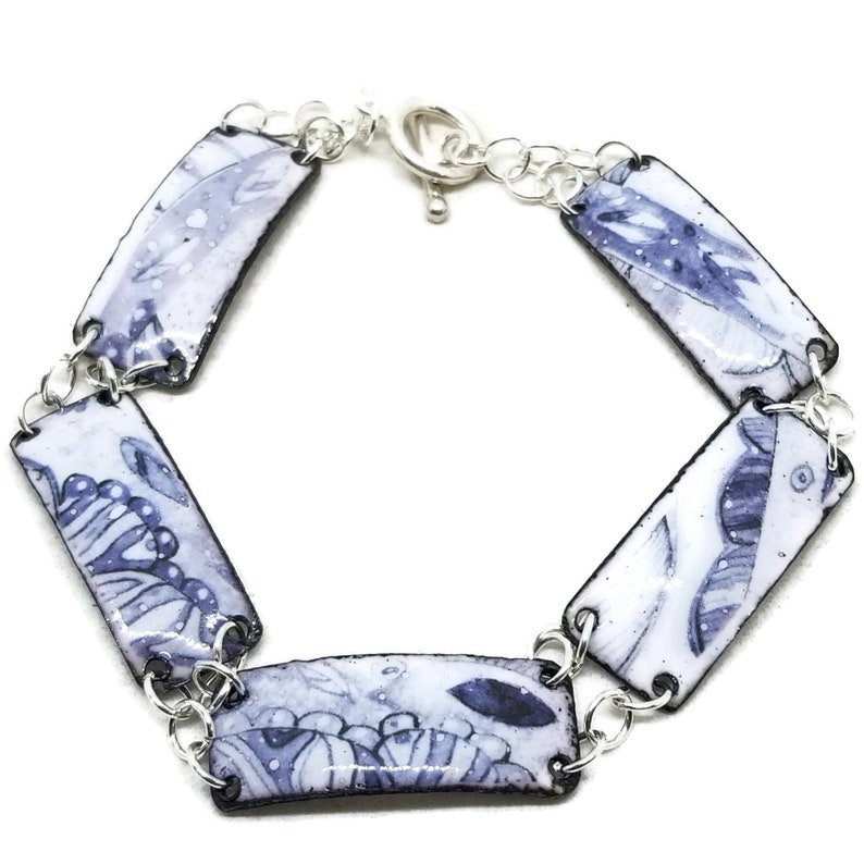 Delft Blue and White Vitreous Enamel Handmade Bracelet Summer | Etsy