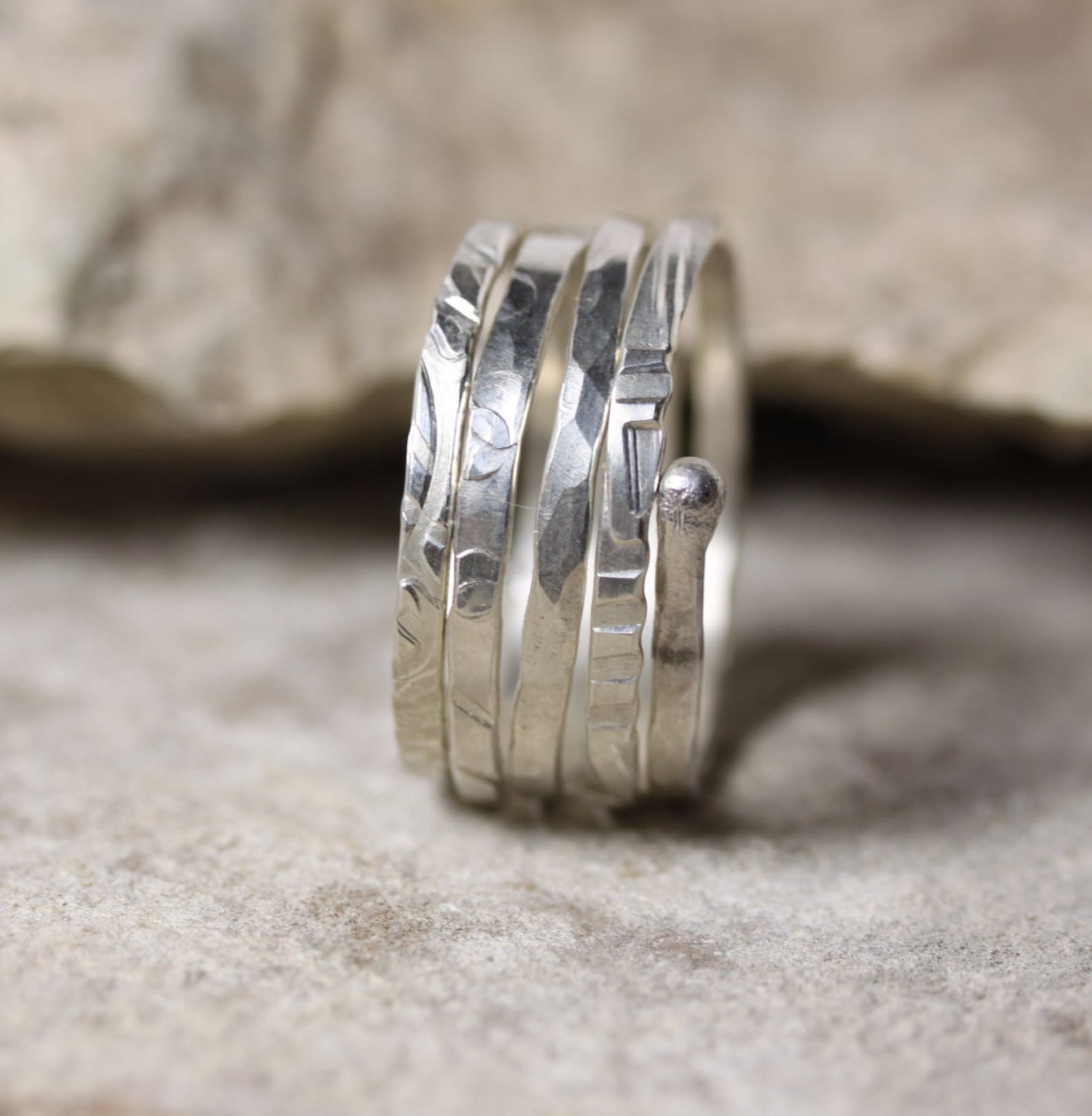 Sterling Silver Multi-textured Wrap Ring Adjustable Silver - Etsy