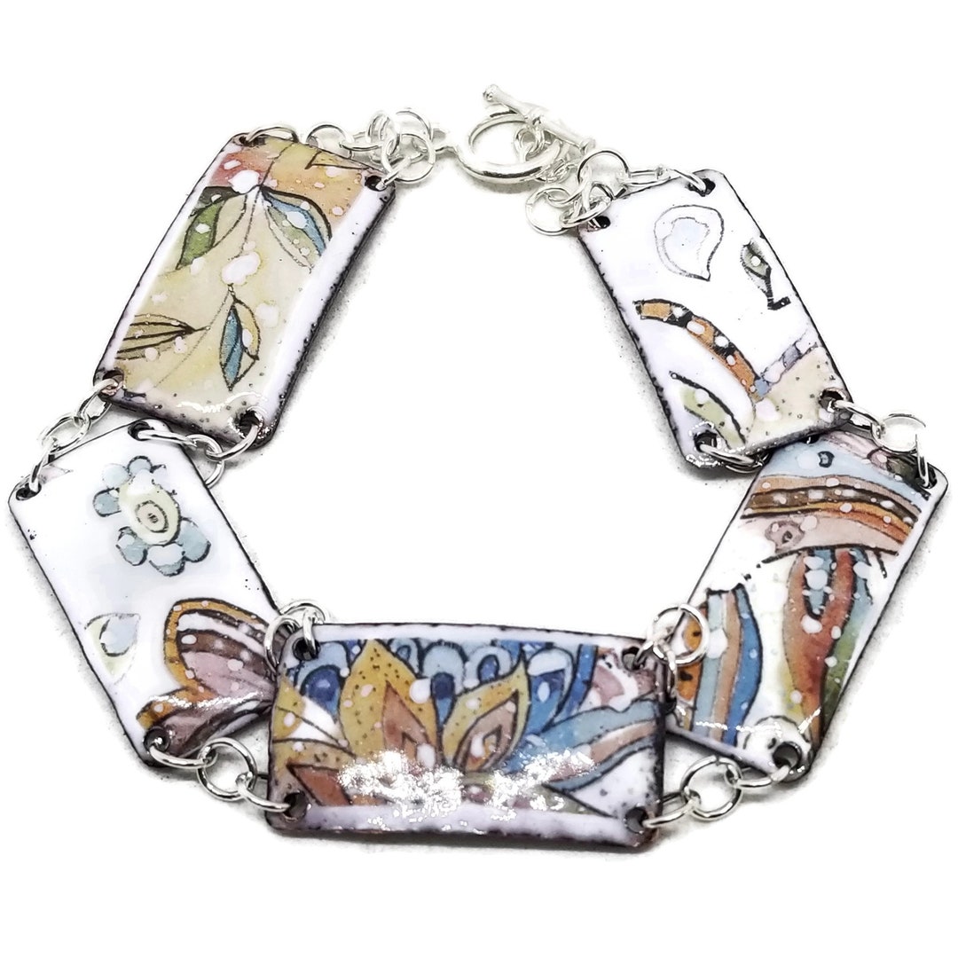 Colorful Vitreous Enamel Handmade Bracelet 6, Summer Bracelet, Enamel ...