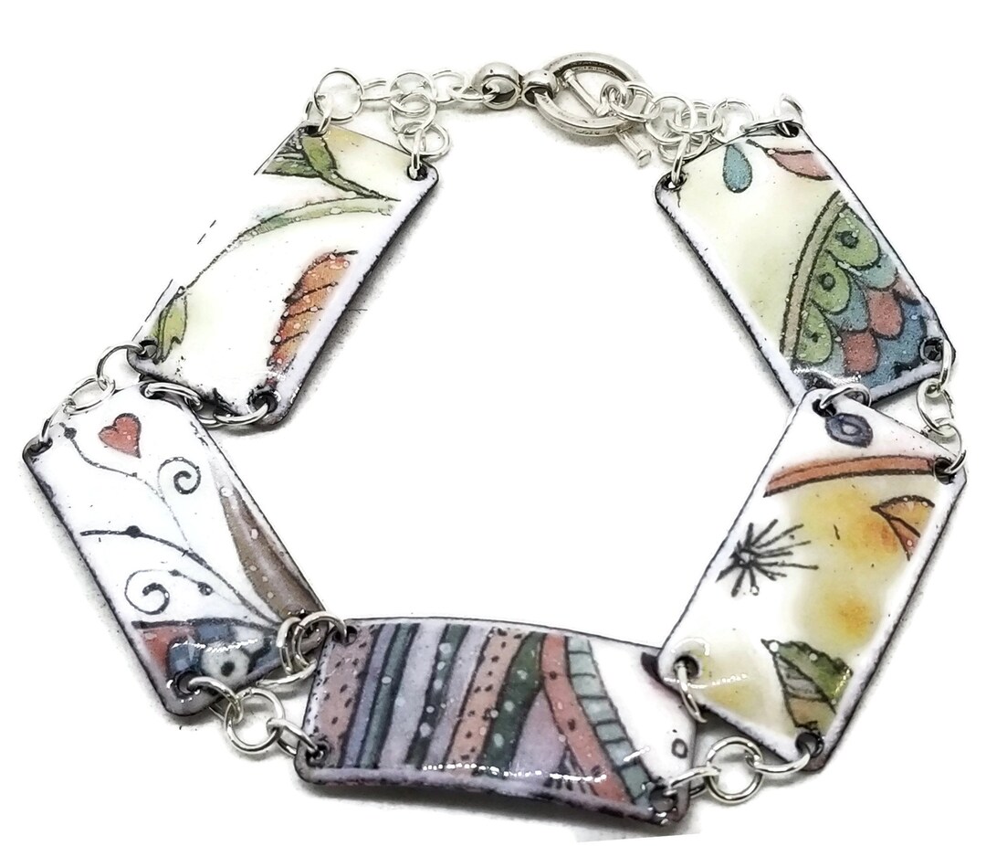 Colorful Vitreous Enamel Handmade Bracelet 3, Summer Bracelet, Enamel ...