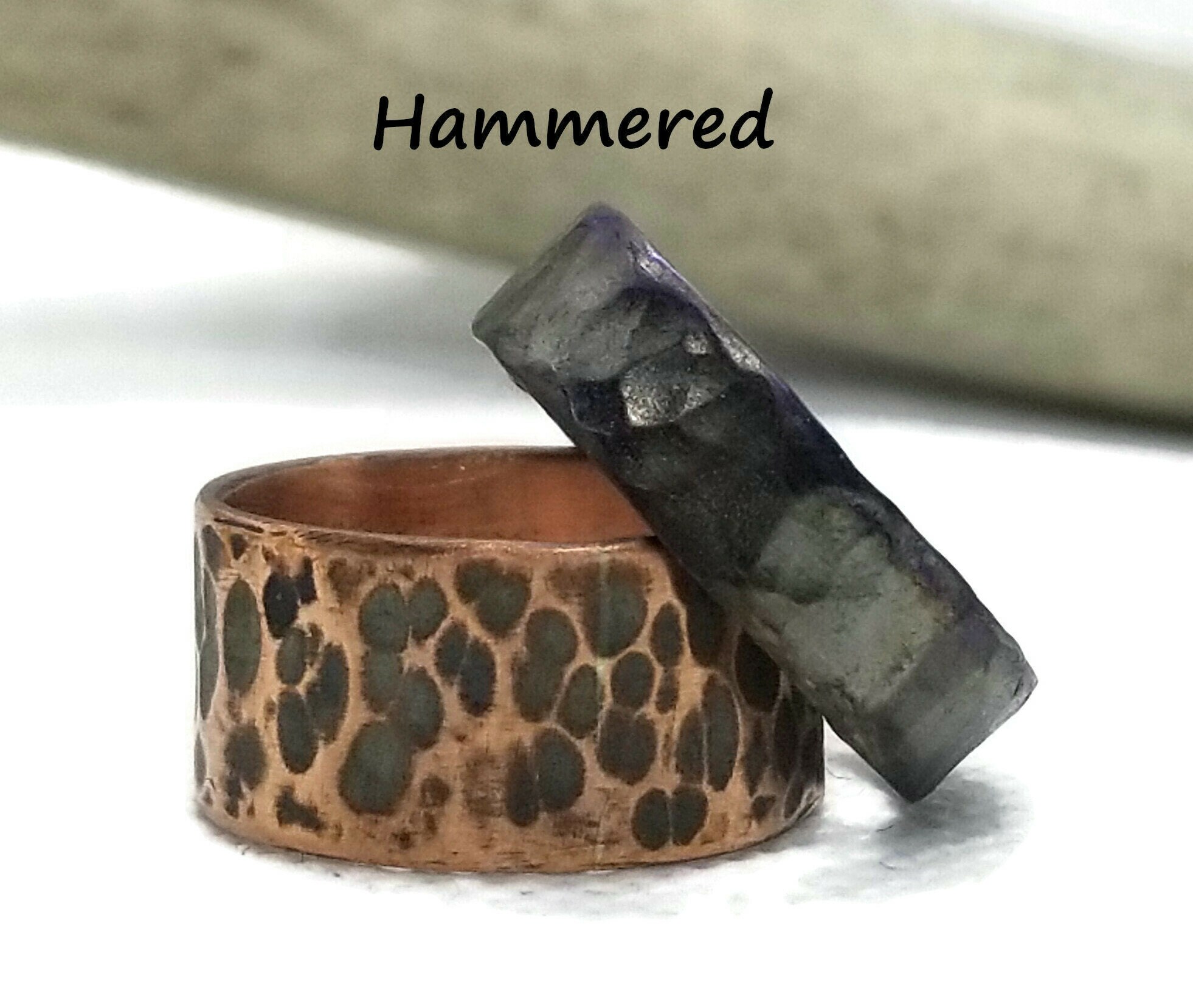 Blackened Hammered Copper Ring Men's Copper Ring Unisex | Etsy