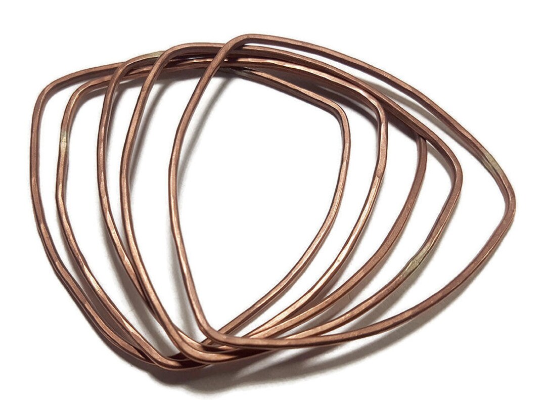 Stacking Geometric Hammered Copper Bangles Triangle Set of - Etsy