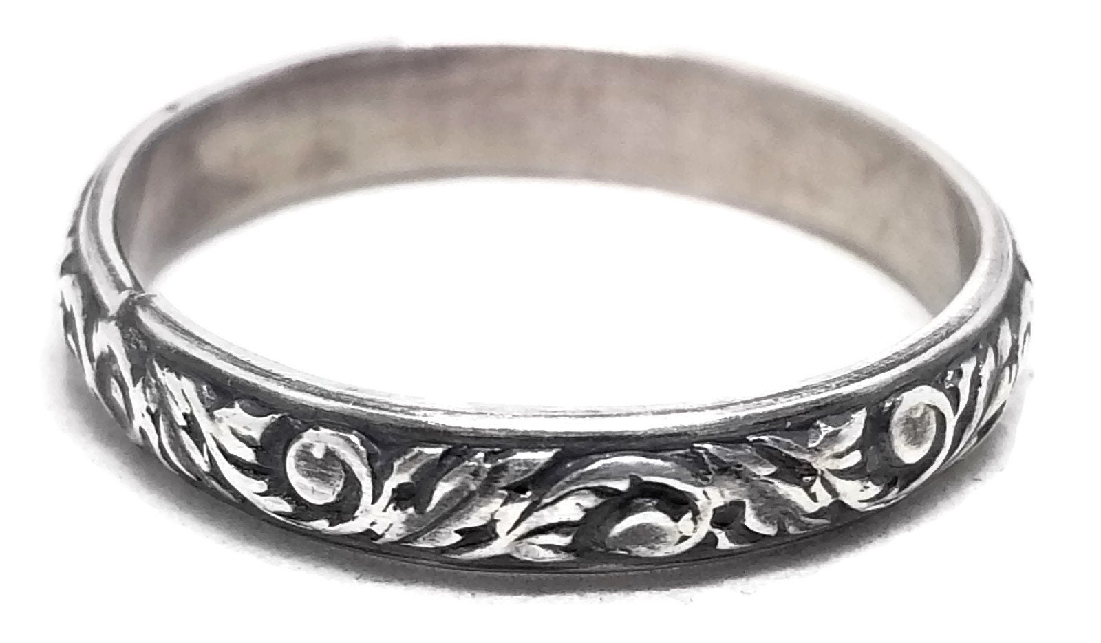 Patterned Sterling Silver Stacking Ring Delicate ring | Etsy