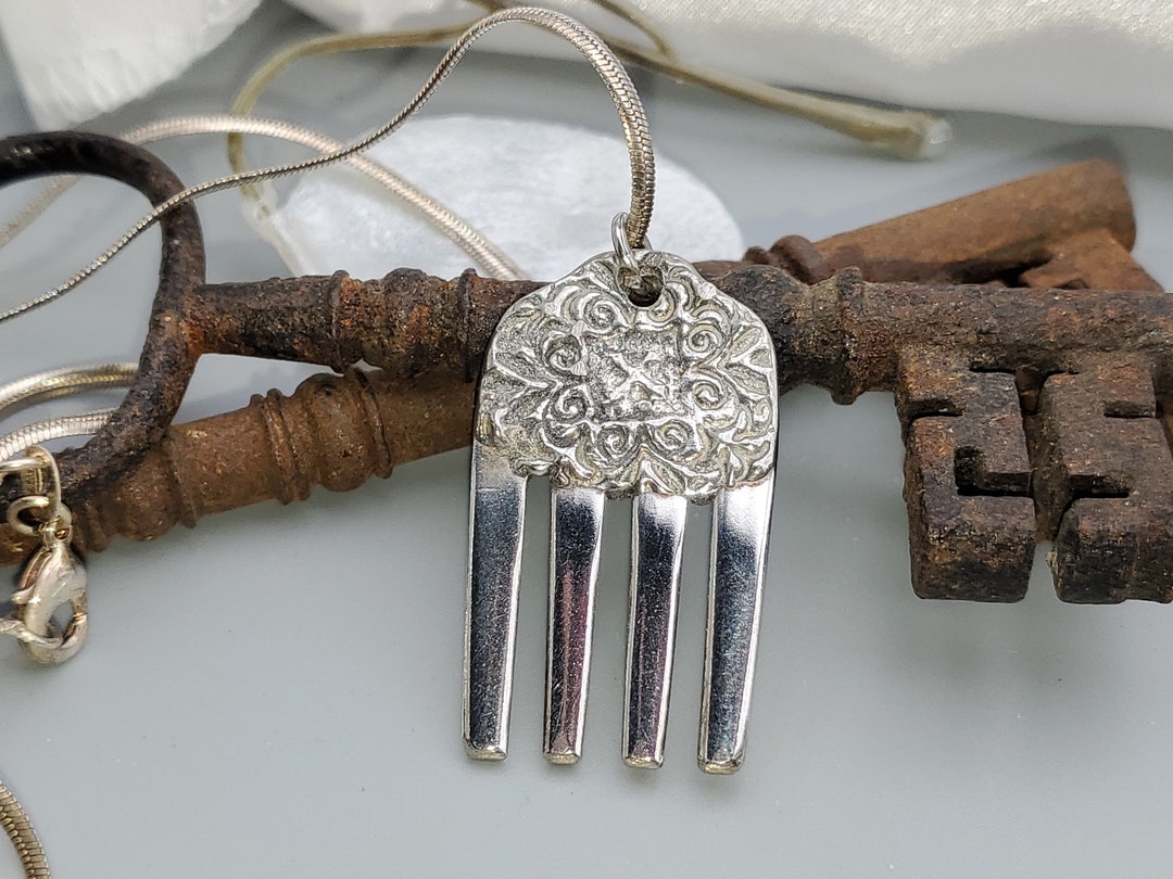 Vintage Repurposed Silver-plated Solder Stamped Fork Pendant, Upcycled ...