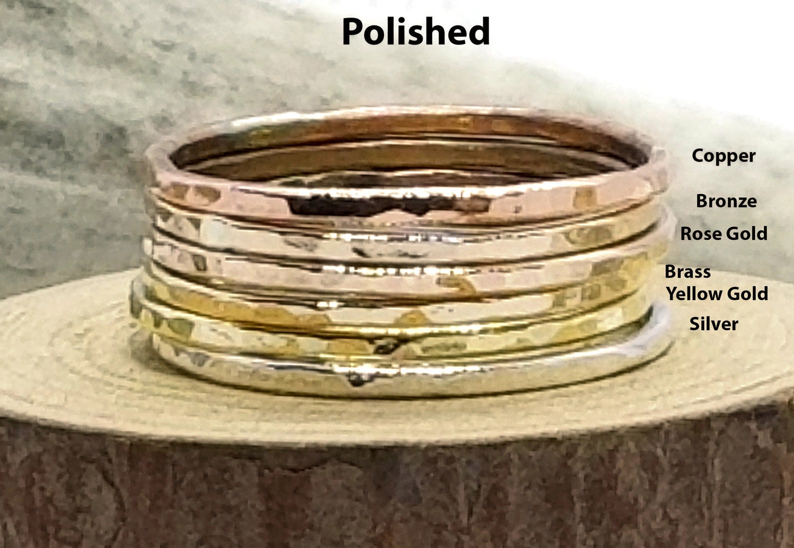 Hammered Slim Stacking Rings Gold Rose Gold Sterling - Etsy