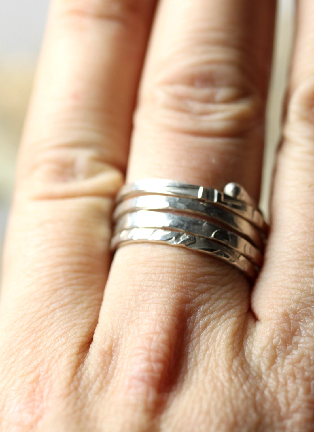 Sterling Silver Multi-Textured Wrap Ring Adjustable silver | Etsy