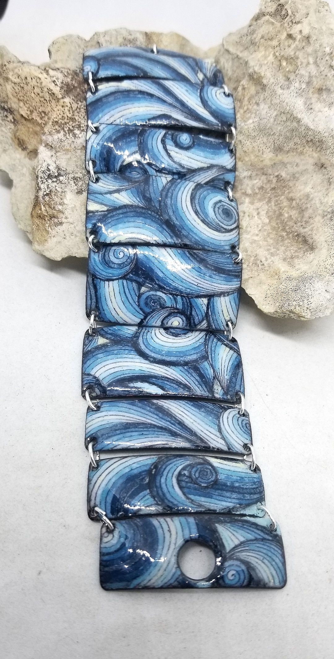 Hand-painted Vitreous Enamel Handmade Bracelet, Colors of Summer ...