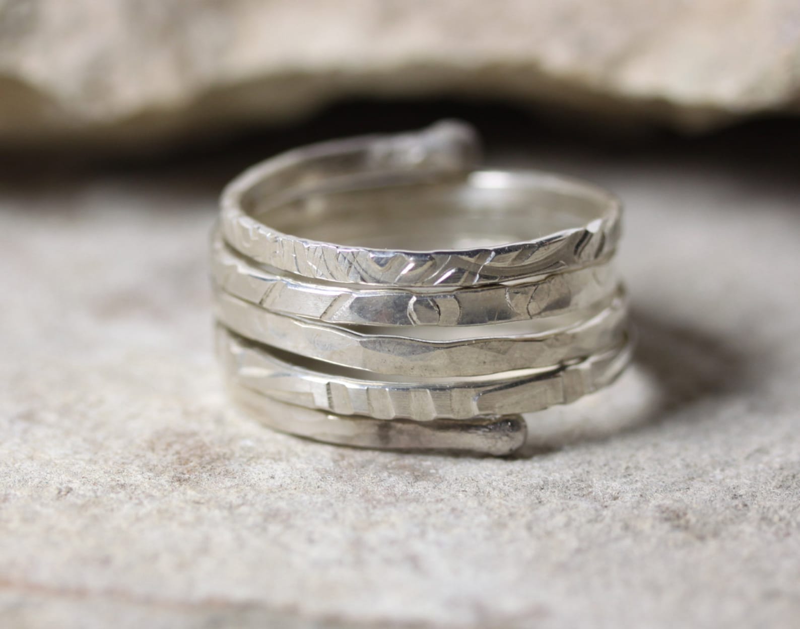 Sterling Silver Multi-textured Wrap Ring Adjustable Silver - Etsy