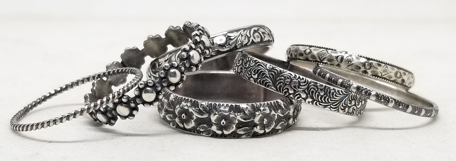 Patterned Sterling Silver Stacking Ring Delicate Ring | Etsy