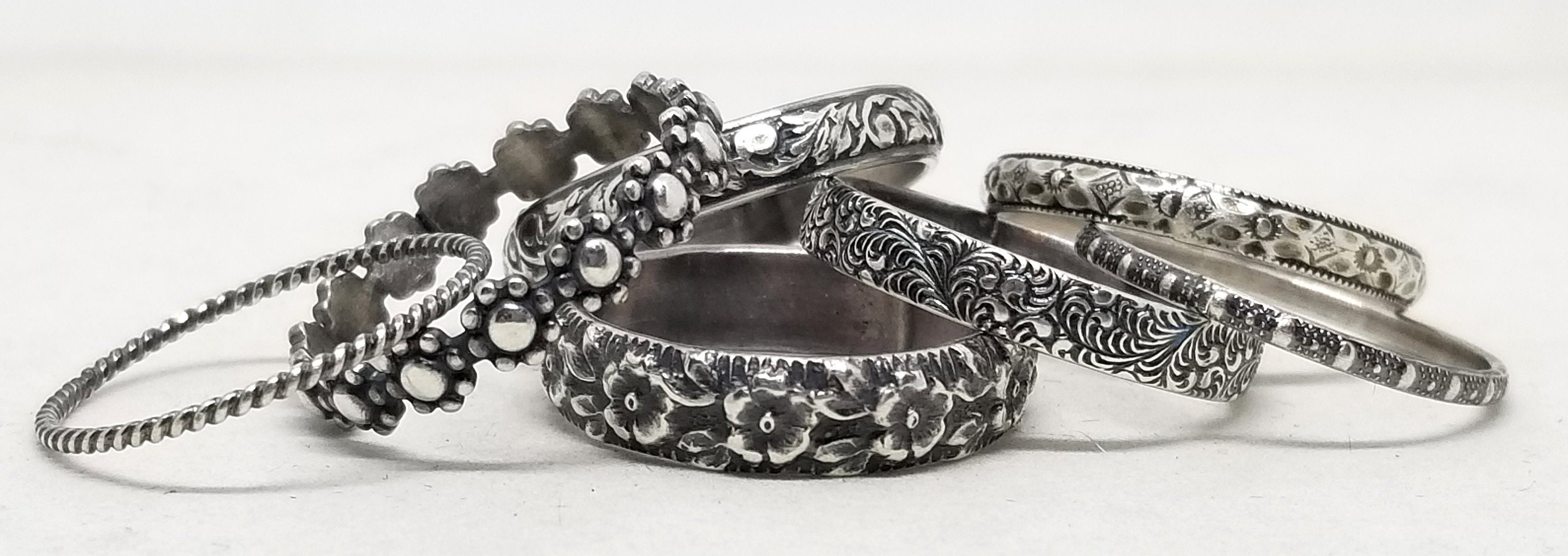 Patterned Sterling Silver Stacking Ring Delicate ring | Etsy