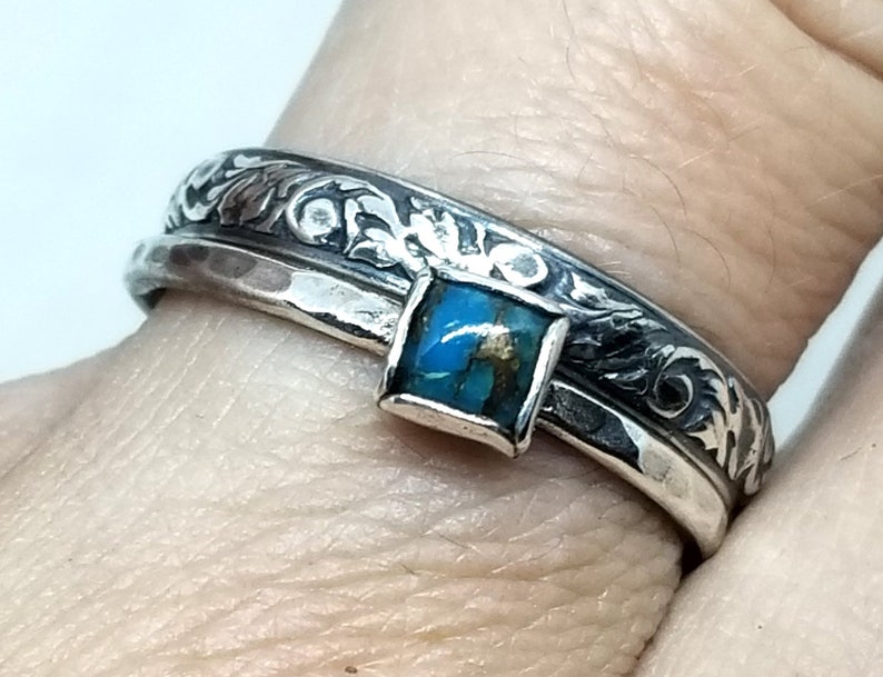 Patterned Sterling Silver Stacking Ring Delicate Ring | Etsy