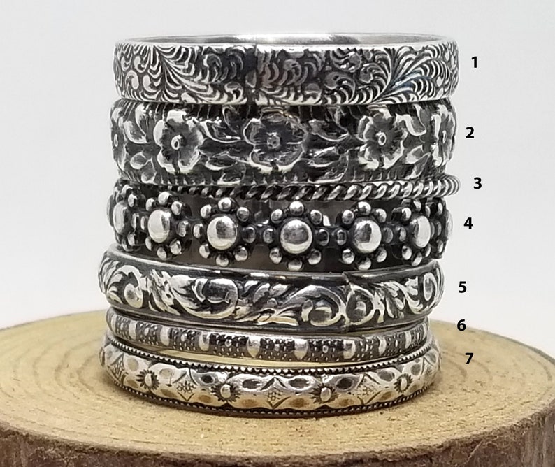 Patterned Sterling Silver Stacking Ring 7 Delicate Ring - Etsy