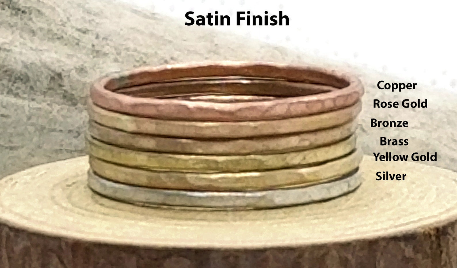 Hammered Slim Stacking Rings Gold Rose Gold Sterling - Etsy