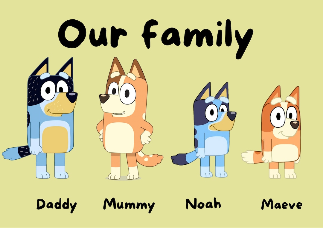 Personalised Bluey Family Poster - Etsy
