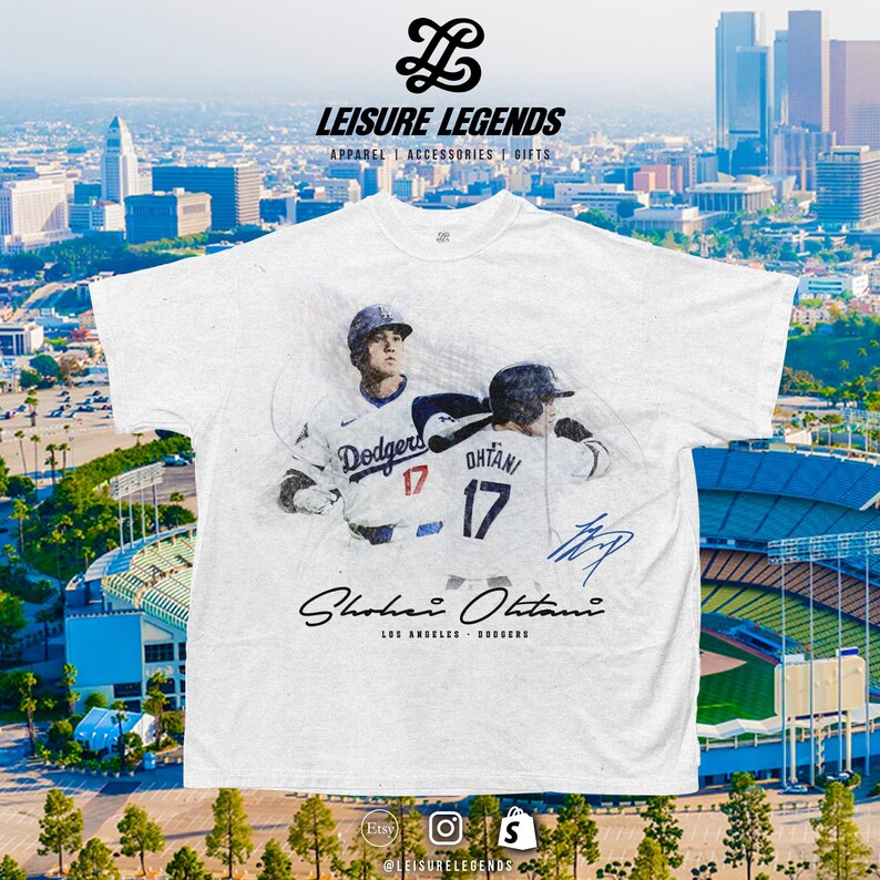 Los Angeles Dodgers Shohei Ohtani Watercolor Oversize Print T-shirt ...