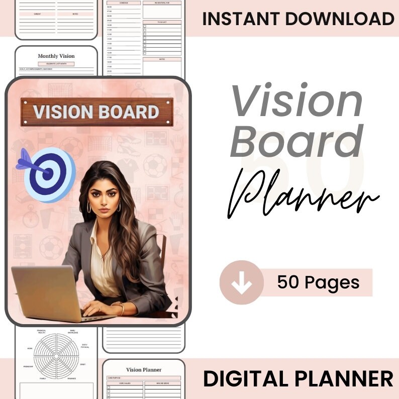 Vision Board Planner / Digital Planner / Success Planner / Goal Setting ...