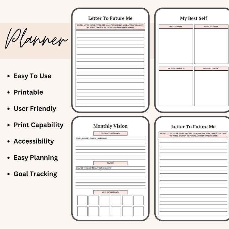 Vision Board Planner / Digital Planner / Success Planner / Goal Setting ...