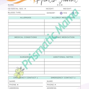 Healthy Living Journal Digital Print Pages and Editable Canva Template ...