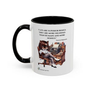 Patricia Highsmith, Anamorphic Cat, Cat Quote, Literary Mug, Cat Mug ...
