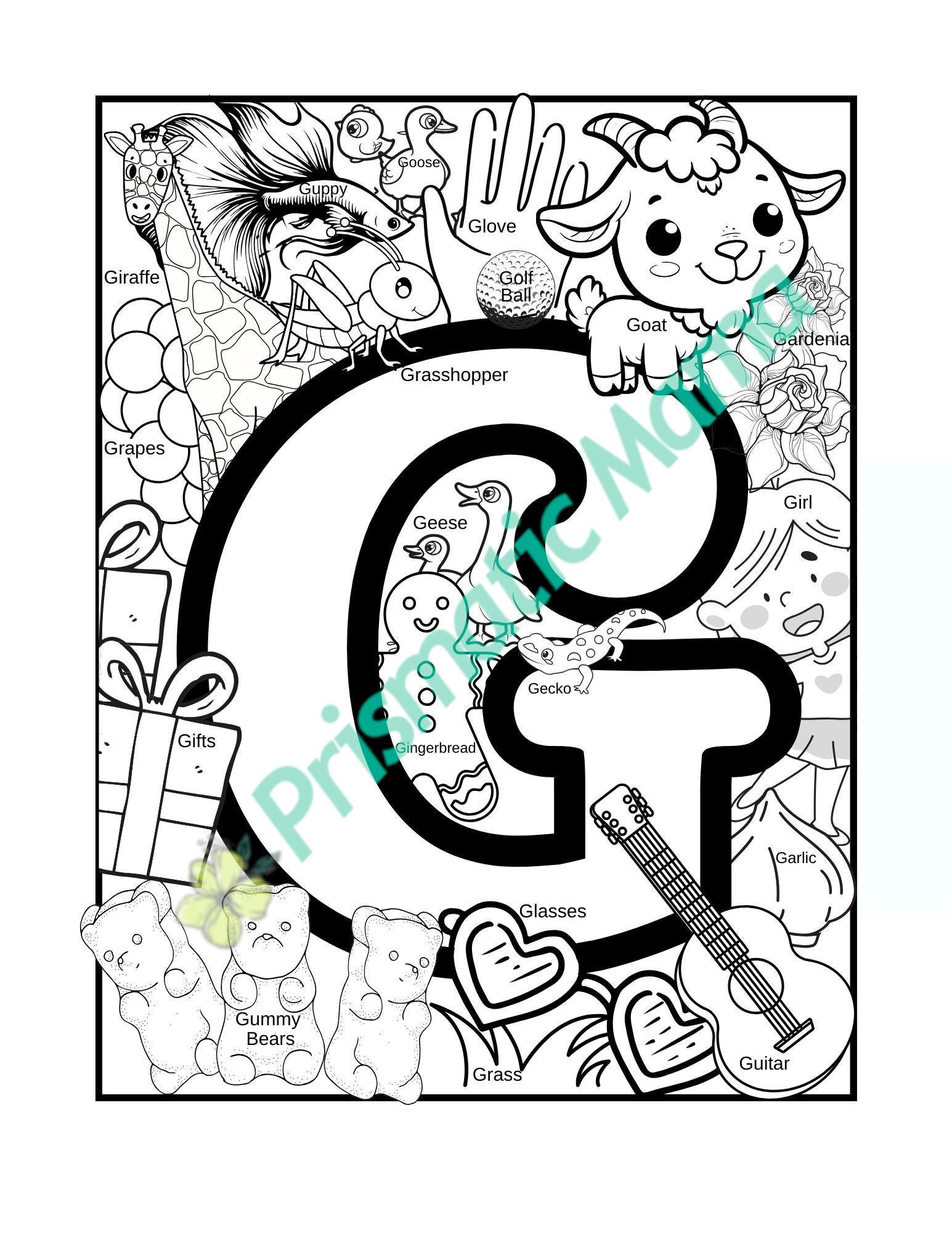26 Alphabet Coloring Pages Digital Print Pages - Etsy