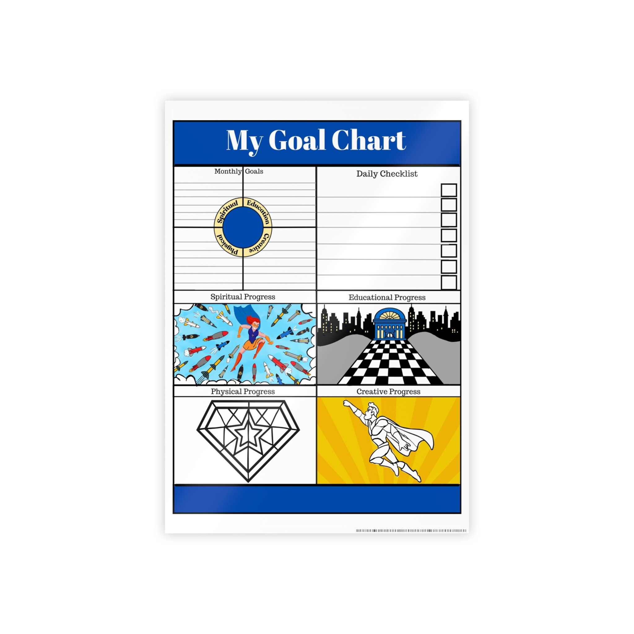 Monthly Goal Chart Glossy Poster Super Hero Theme - Etsy