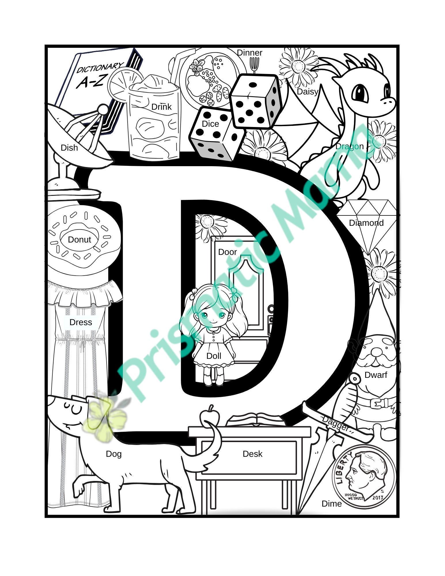 26 Alphabet Coloring Pages Digital Print Pages - Etsy