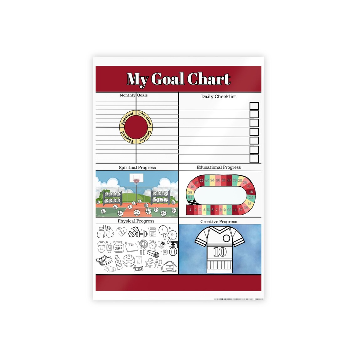 Monthly Goal Chart - Gloss Poster - Sport Theme - Etsy