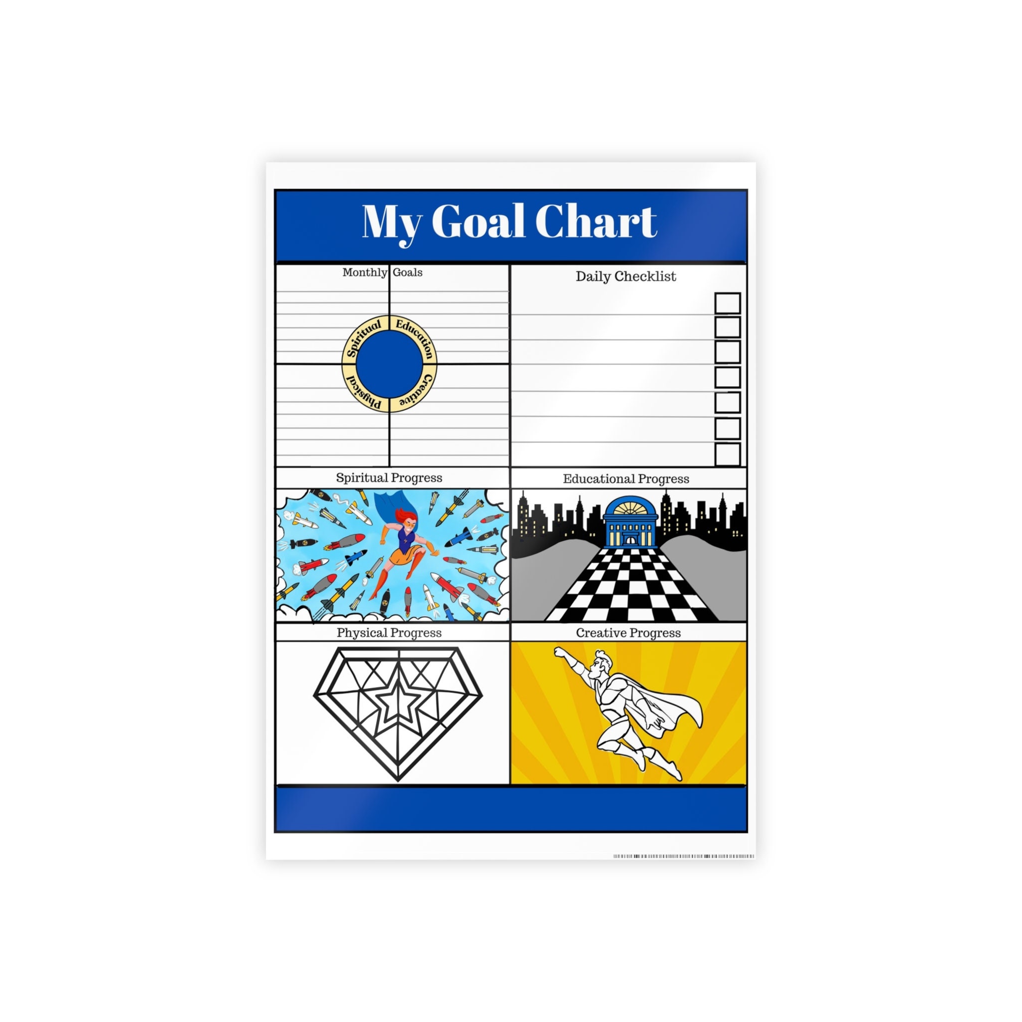 Monthly Goal Chart Glossy Poster Super Hero Theme - Etsy