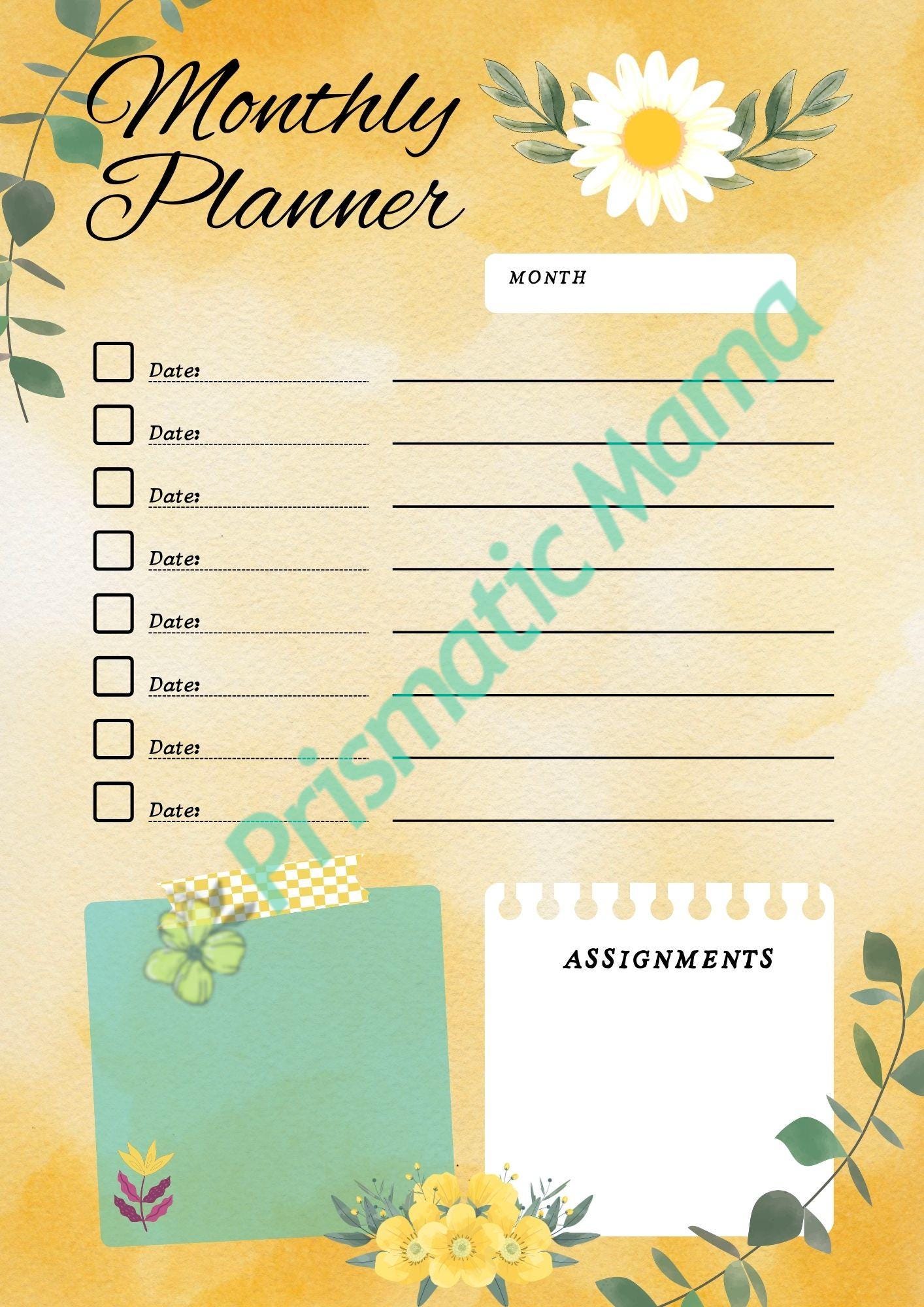 Bright Floral Planner Digital Prints Pages and Editable Canva Template ...