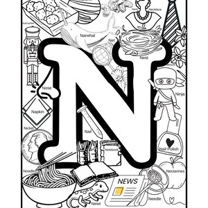 26 Alphabet Coloring Pages Digital Print Pages - Etsy