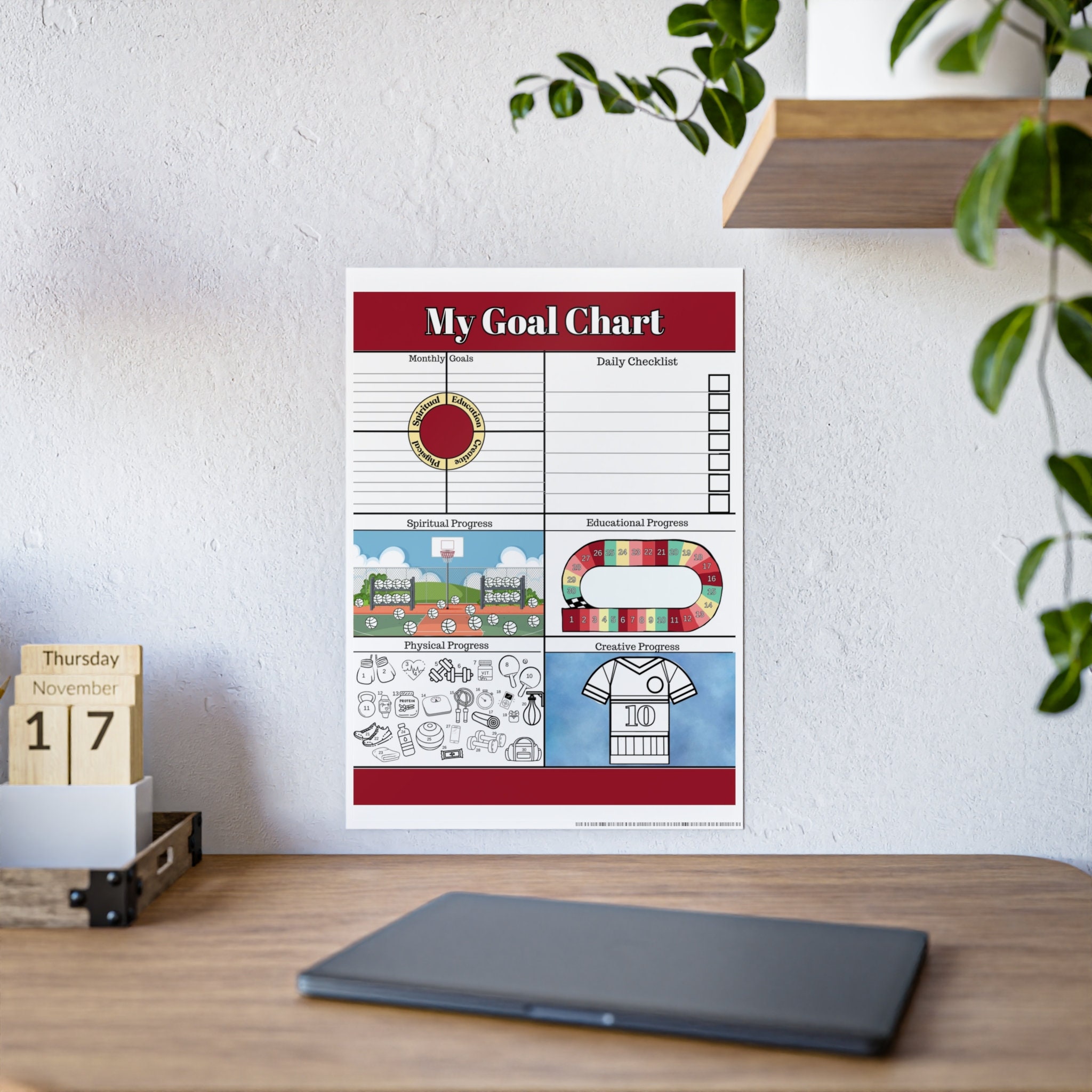 Monthly Goal Chart - Gloss Poster - Sport Theme - Etsy