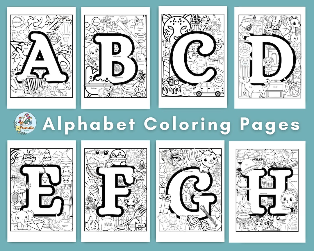26 Alphabet Coloring Pages - Digital Print Pages - Etsy