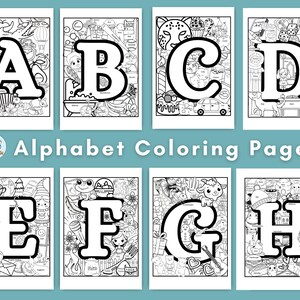 26 Alphabet Coloring Pages Digital Print Pages - Etsy