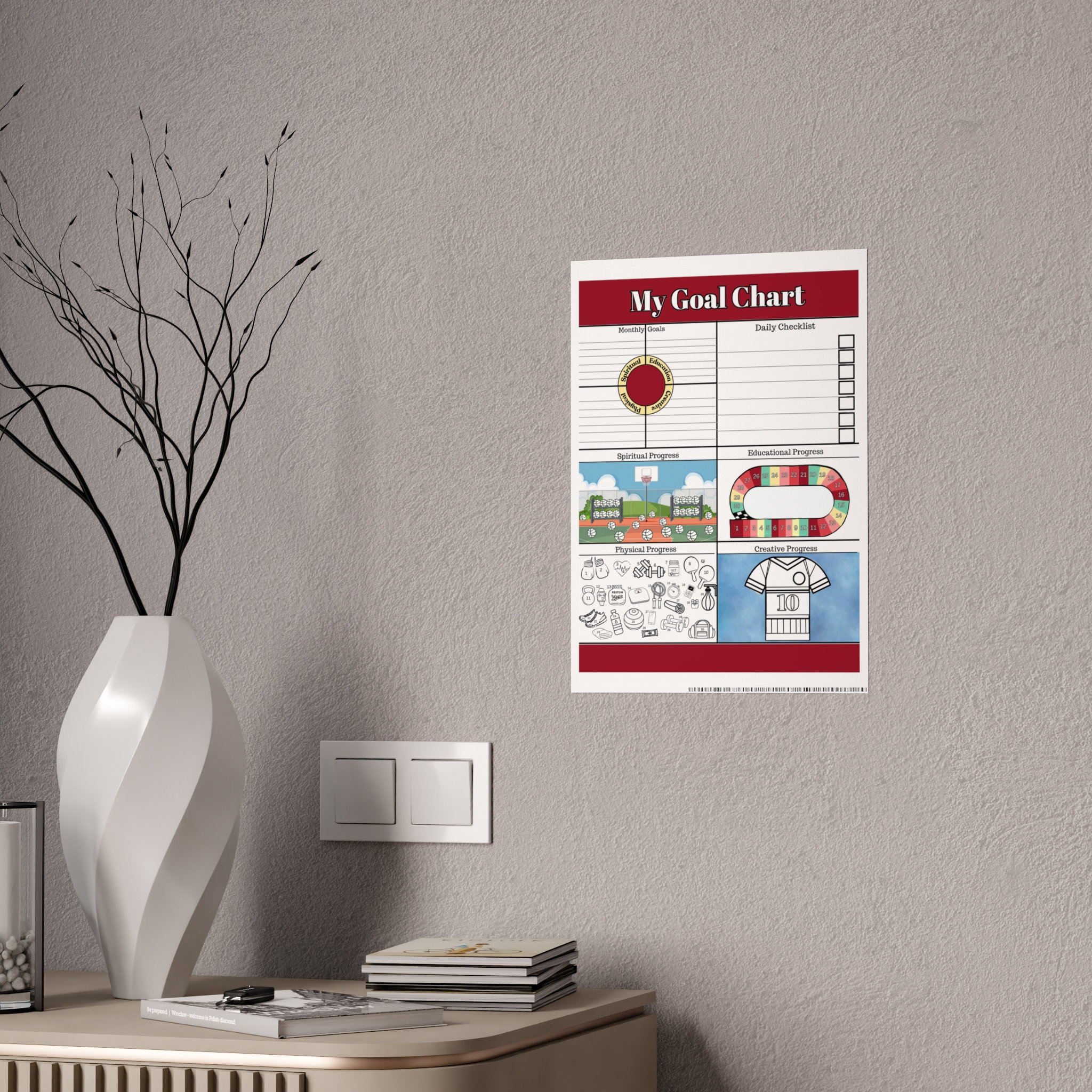 Monthly Goal Chart - Gloss Poster - Sport Theme - Etsy