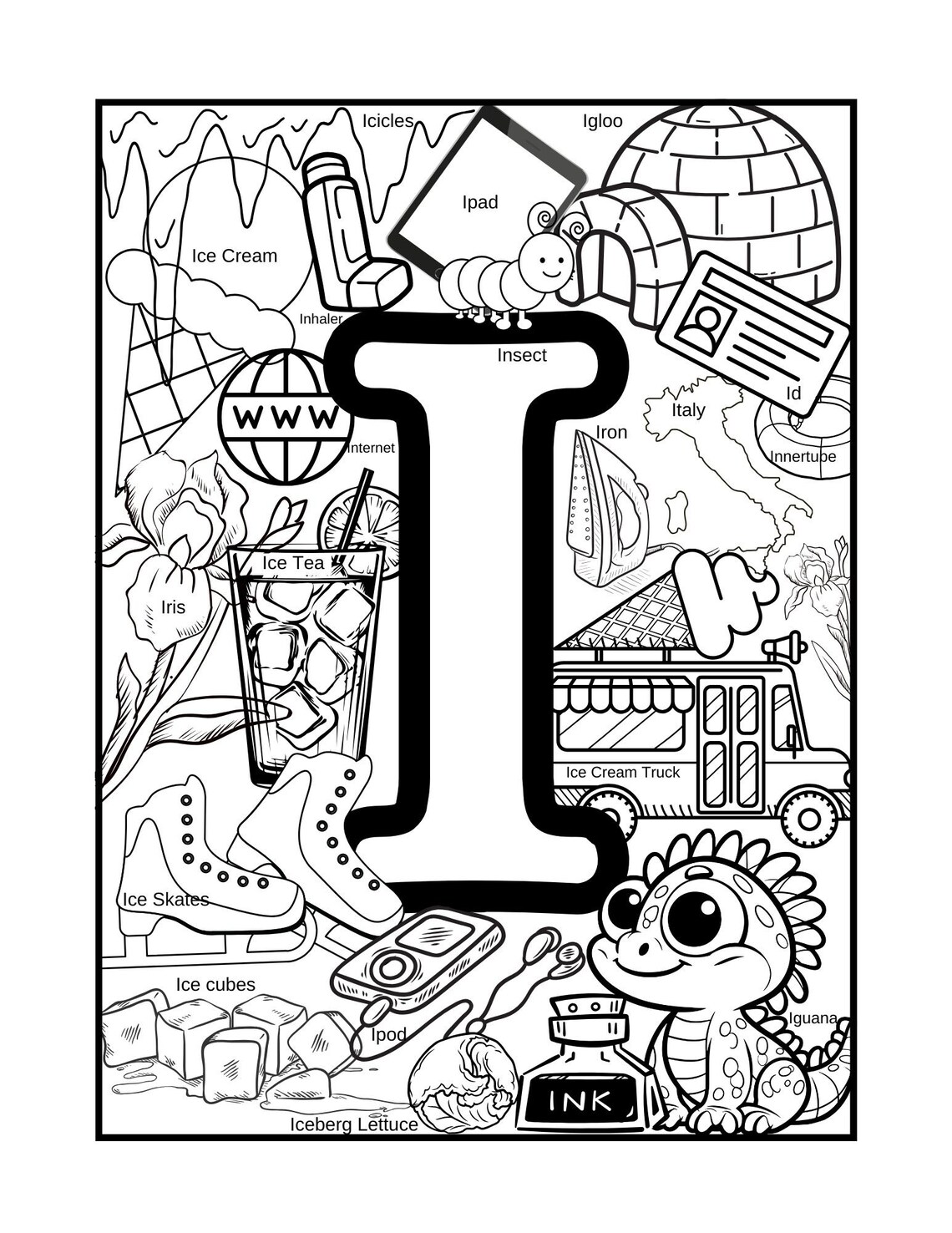 26 Alphabet Coloring Pages Digital Print Pages - Etsy