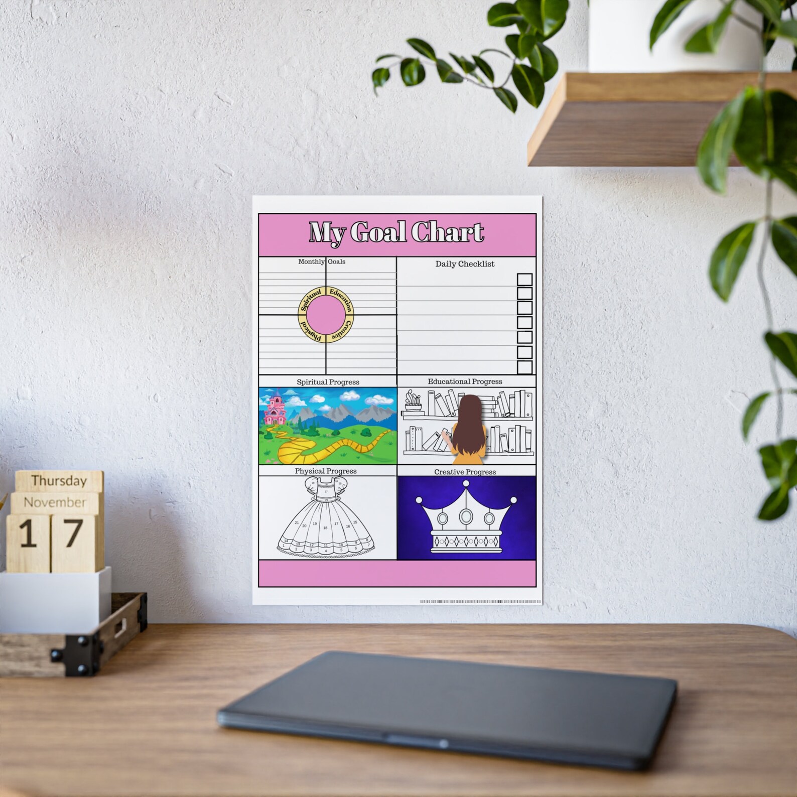 Monthly Goal Chart Gloss Poster Princess Theme - Etsy