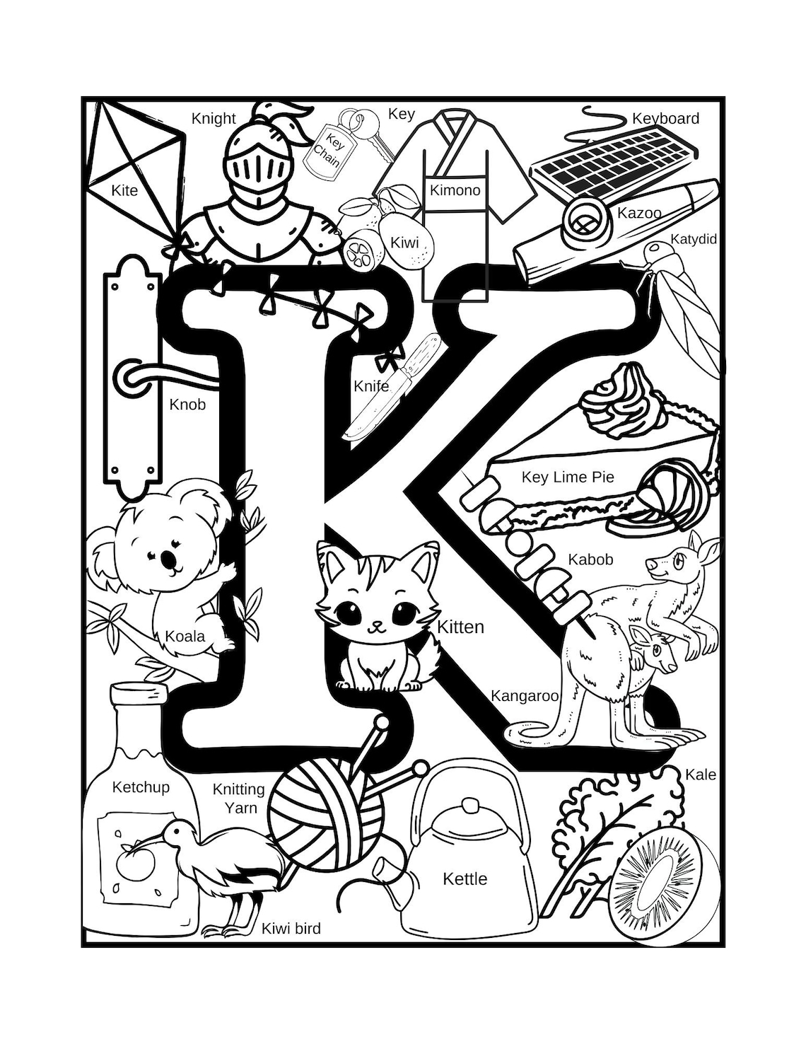 26 Alphabet Coloring Pages Digital Print Pages - Etsy