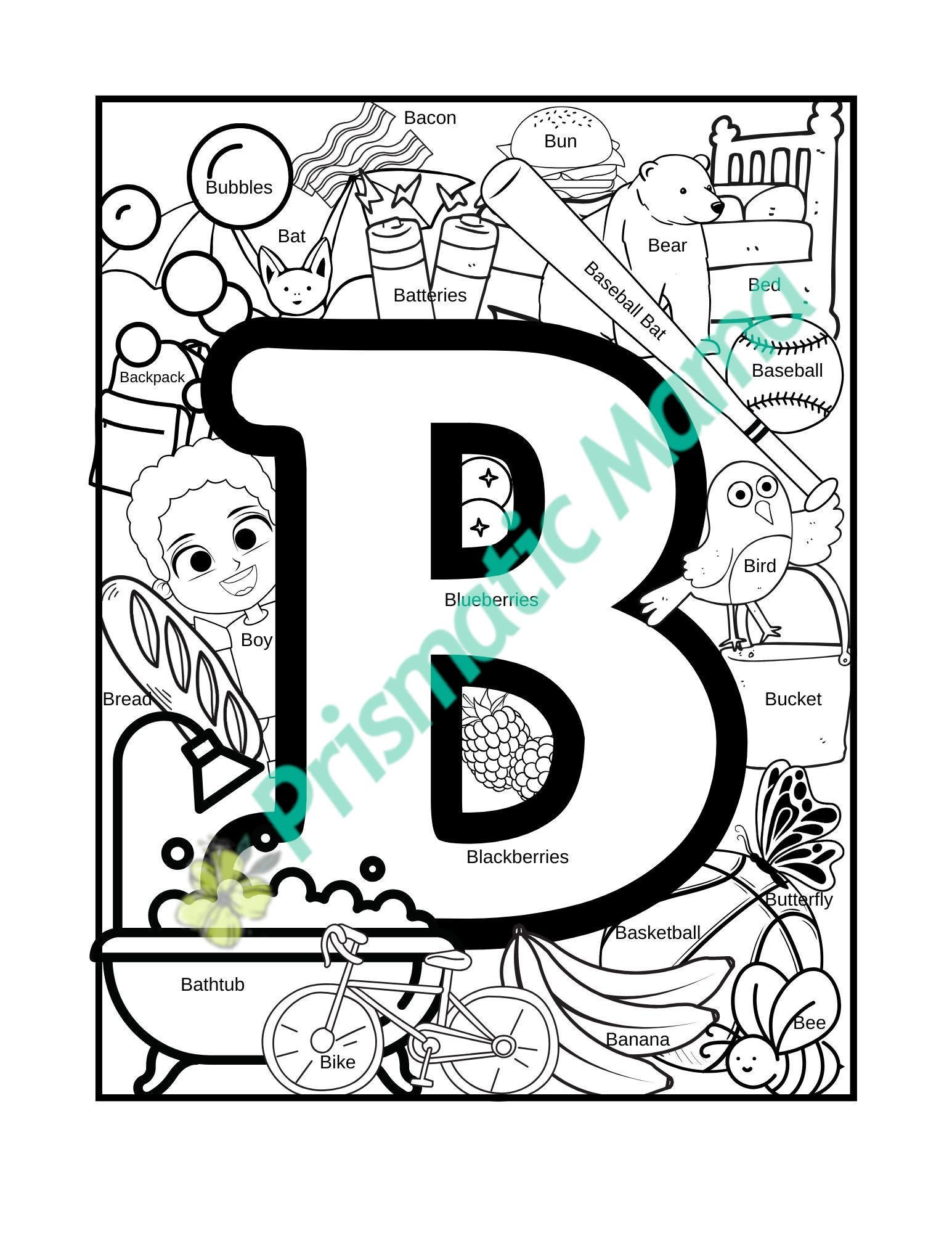 26 Alphabet Coloring Pages Digital Print Pages - Etsy