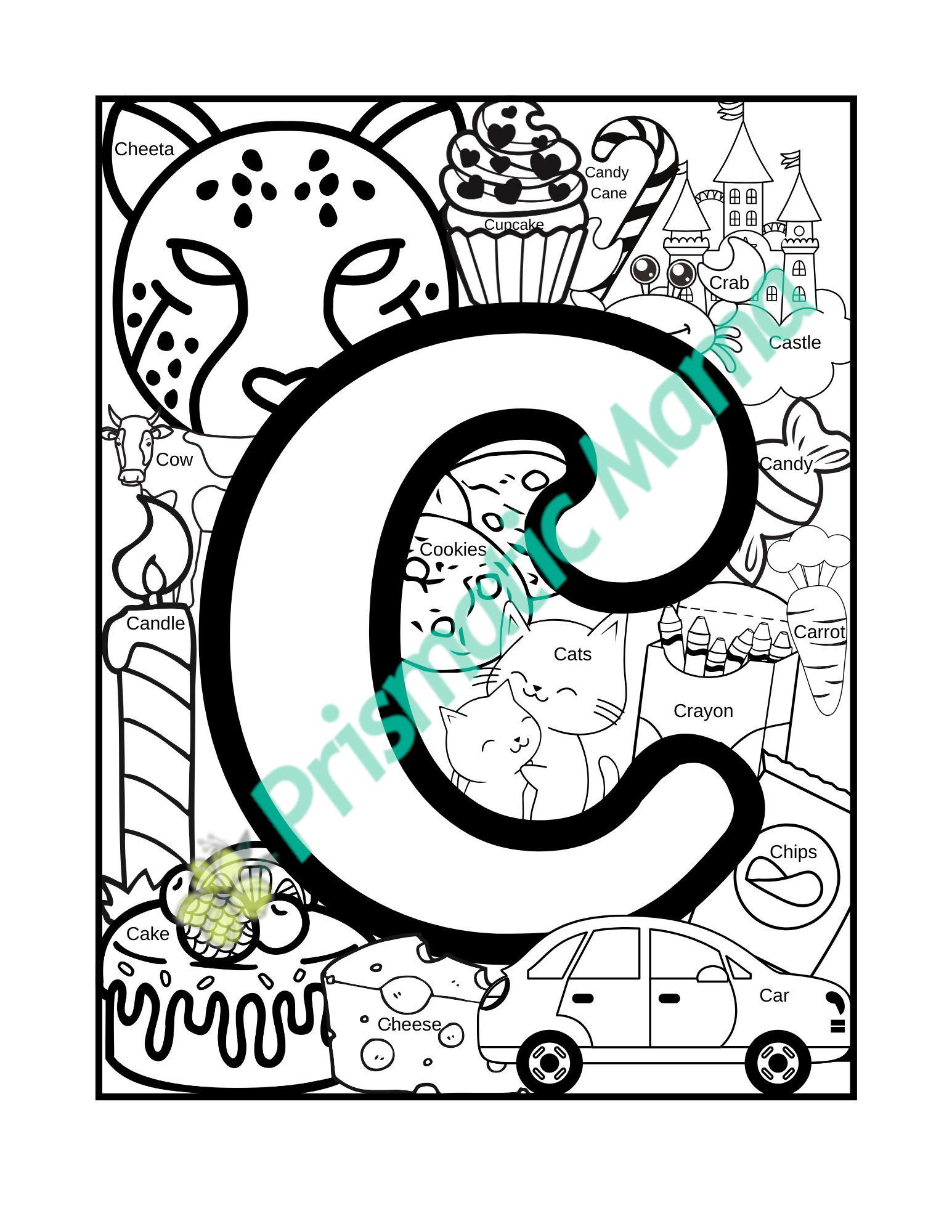 26 Alphabet Coloring Pages Digital Print Pages - Etsy