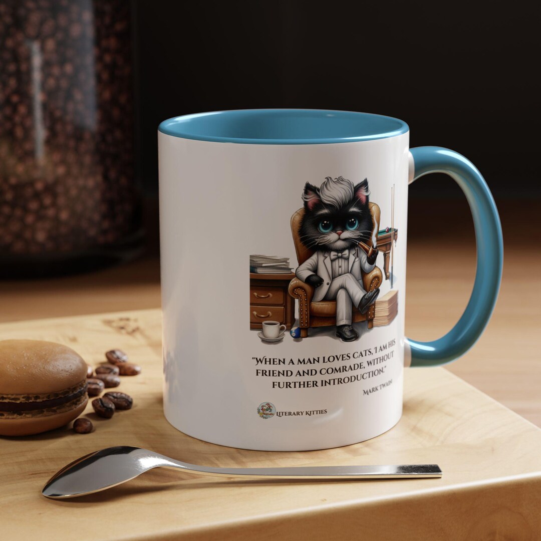Mark Twain, Cat Lover's Gift, Anamorphic Feline Design, Cat Quote ...