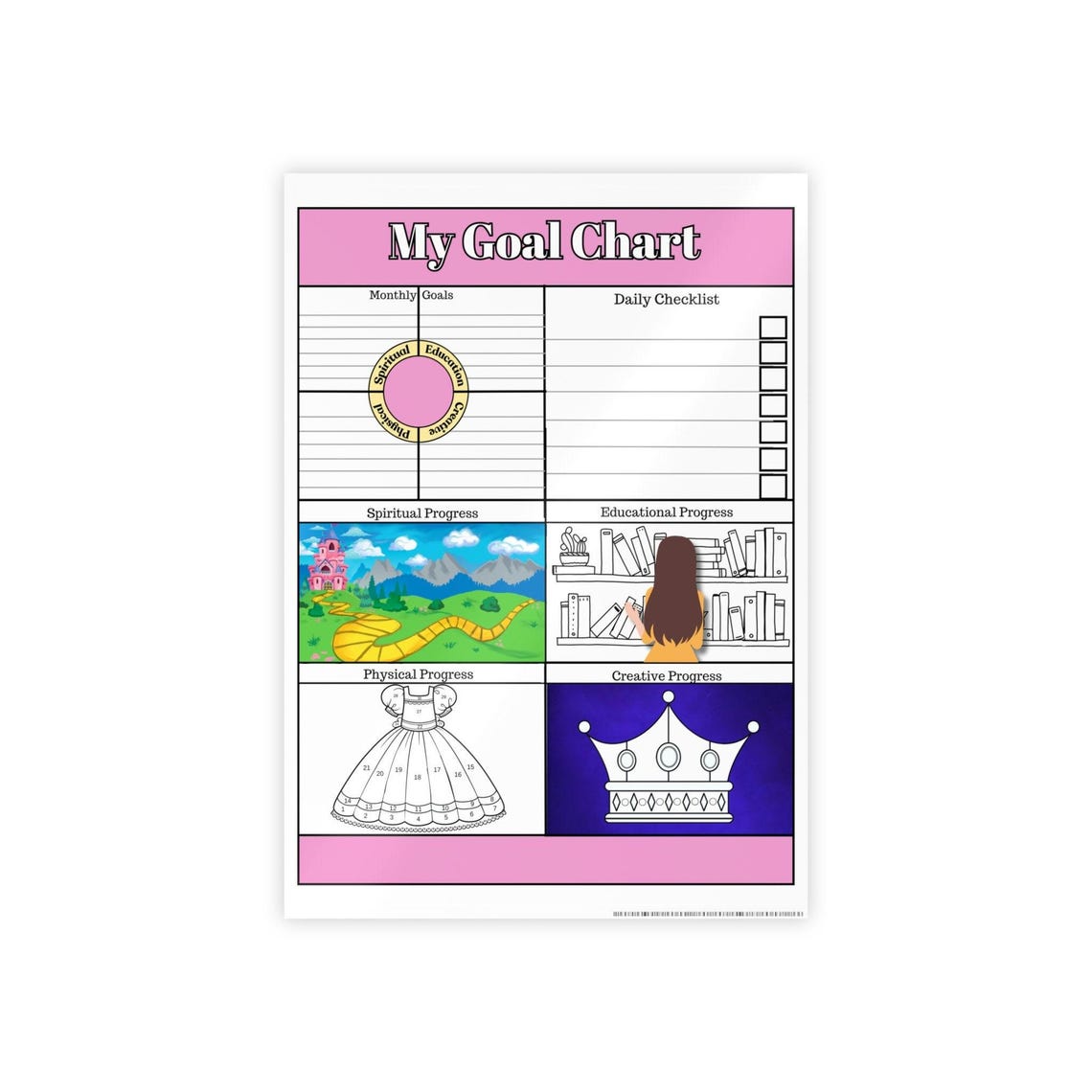 Monthly Goal Chart Gloss Poster Princess Theme - Etsy