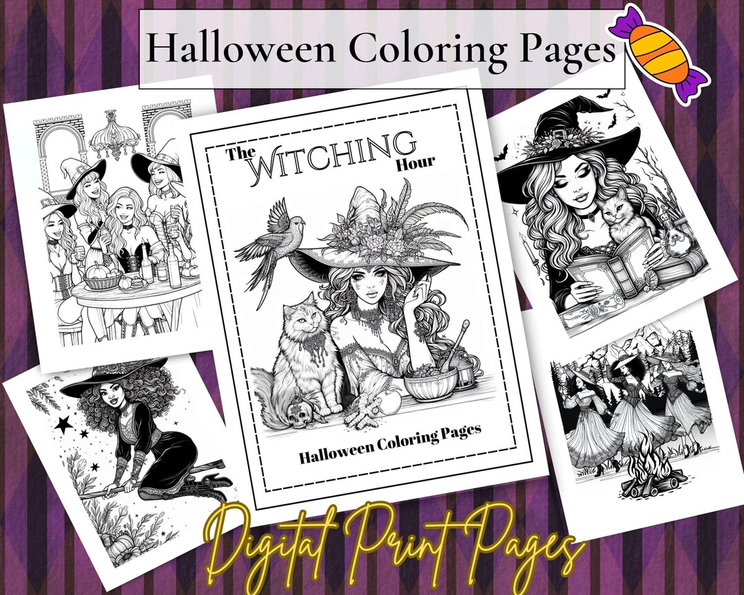 Halloween Witch Coloring Book - the Witching Hour - Digital Print Pages ...