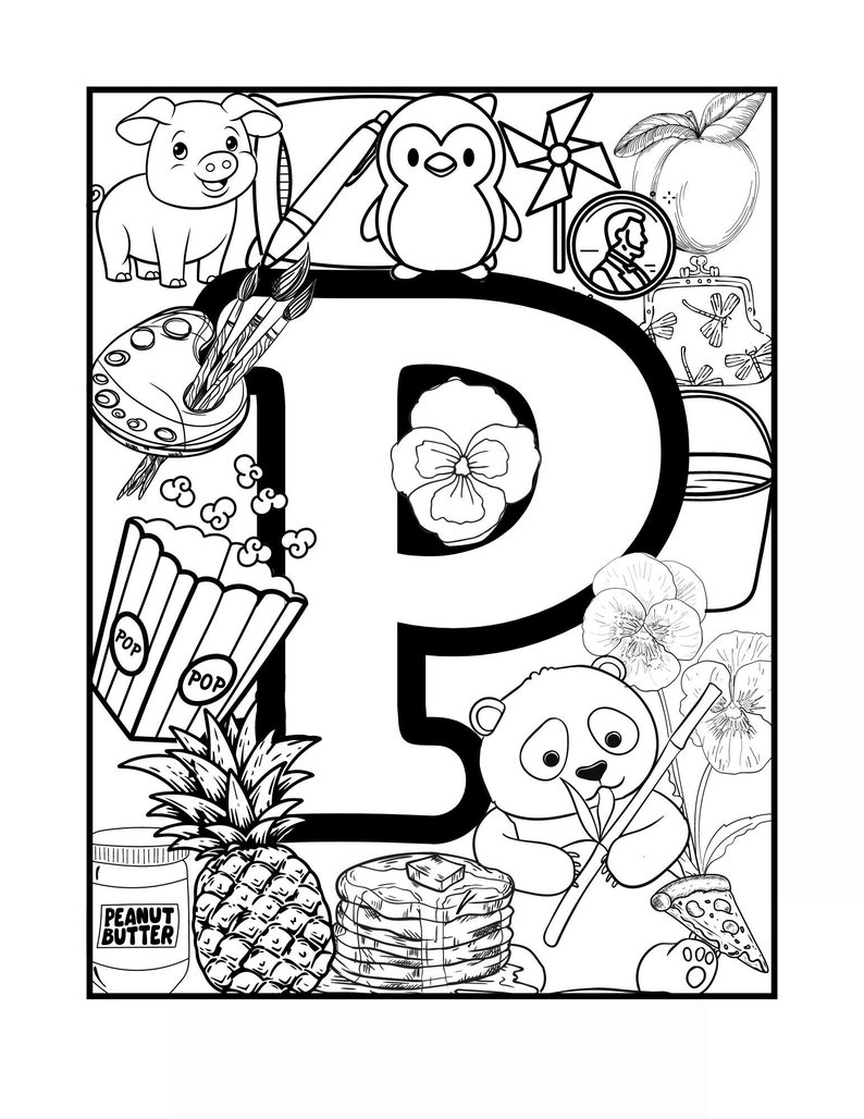 26 Alphabet Coloring Pages Digital Print Pages - Etsy